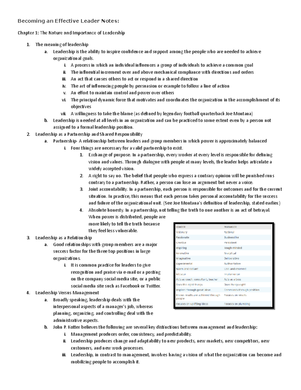 Becoming an Effective Leader Notes - 2. 3. 4. The meaning of leadership ...