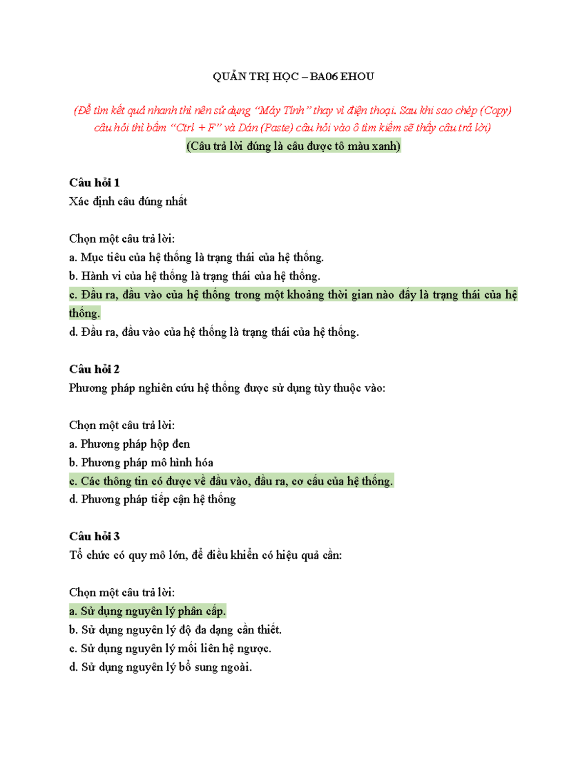 [123doc] - 170-cau-dap-an-quan-tri-hoc-ba06-ehou - QUẢN TRỊ HỌC – BA06 ...