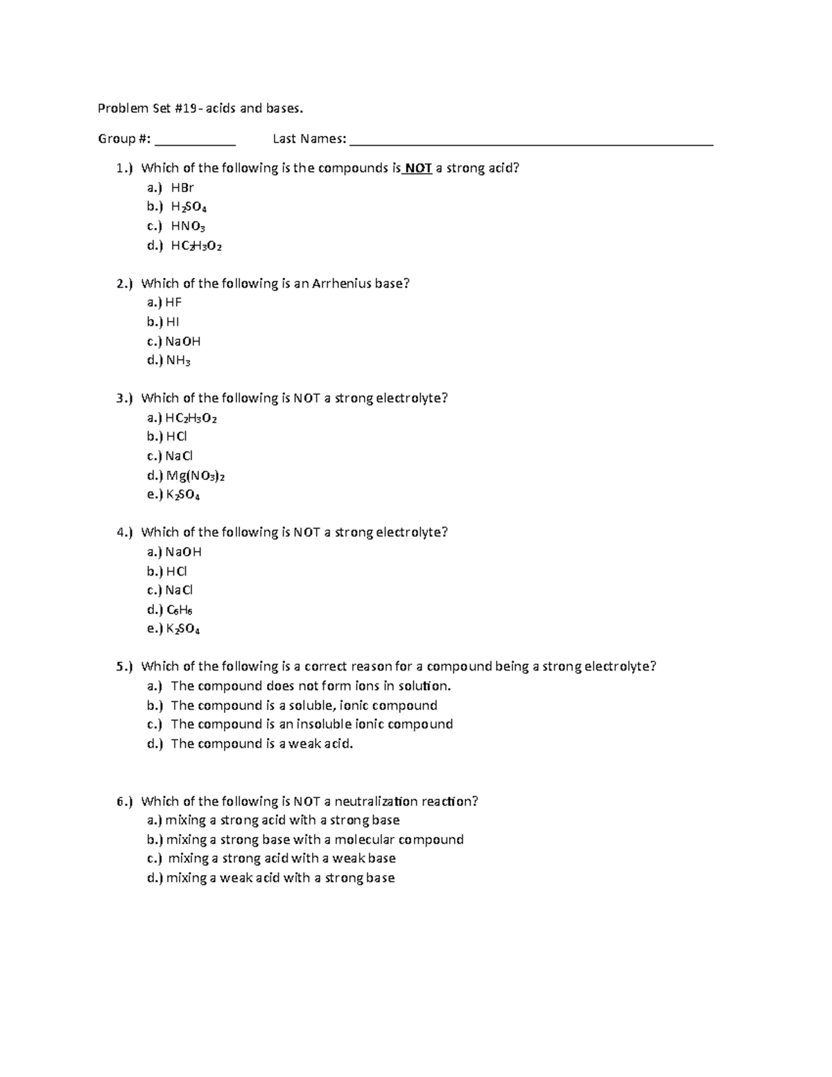 Problem+Set+%2319 - Practice problems sets for chemistry - Problem Set ...
