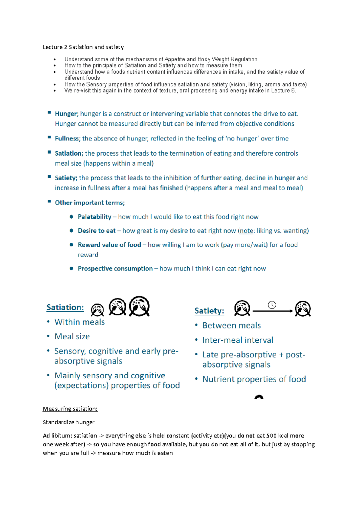 Lecture 2 Satiation and satiety - Lecture 2 Satiation and satiety ...