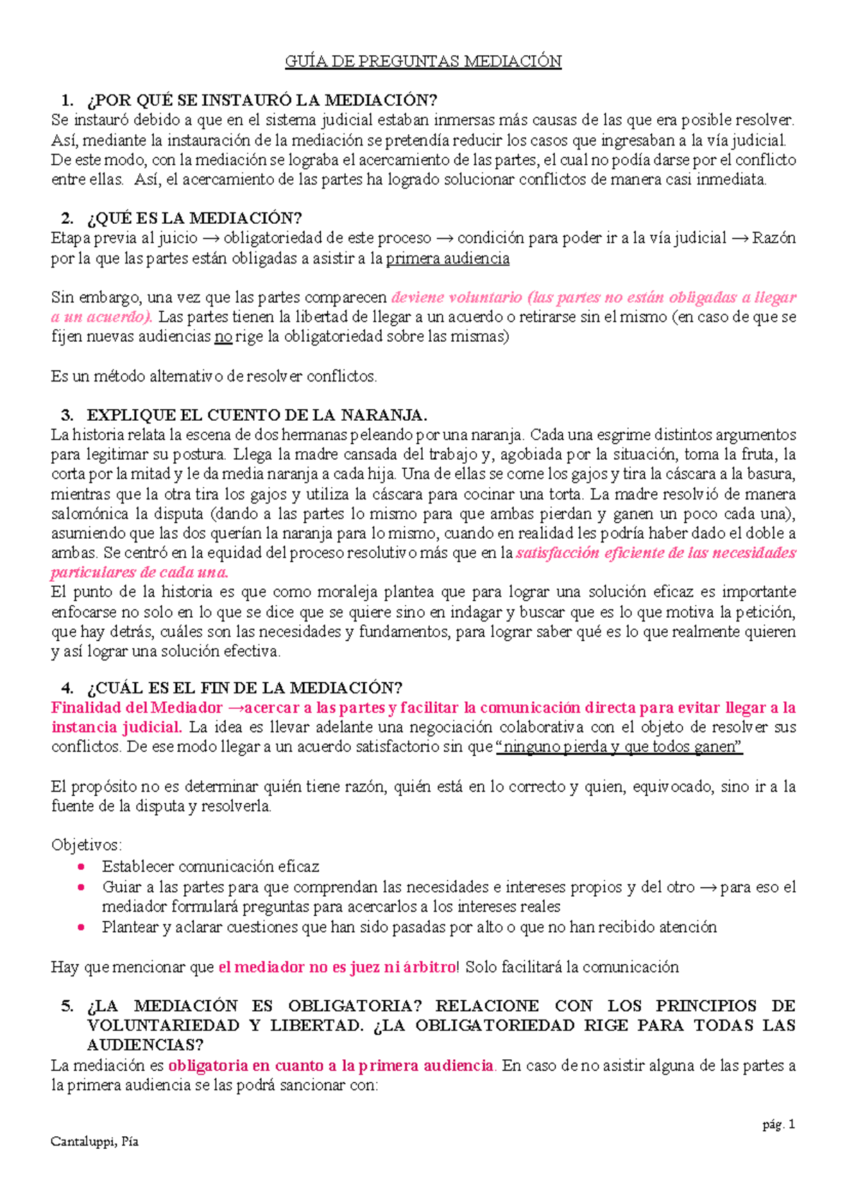 GUÍA Finalizada DE Preguntas MediacióN - pág. 1 GUÍA DE PREGUNTAS MEDIACIÓN 1. ¿POR QUÉ SE - Studocu