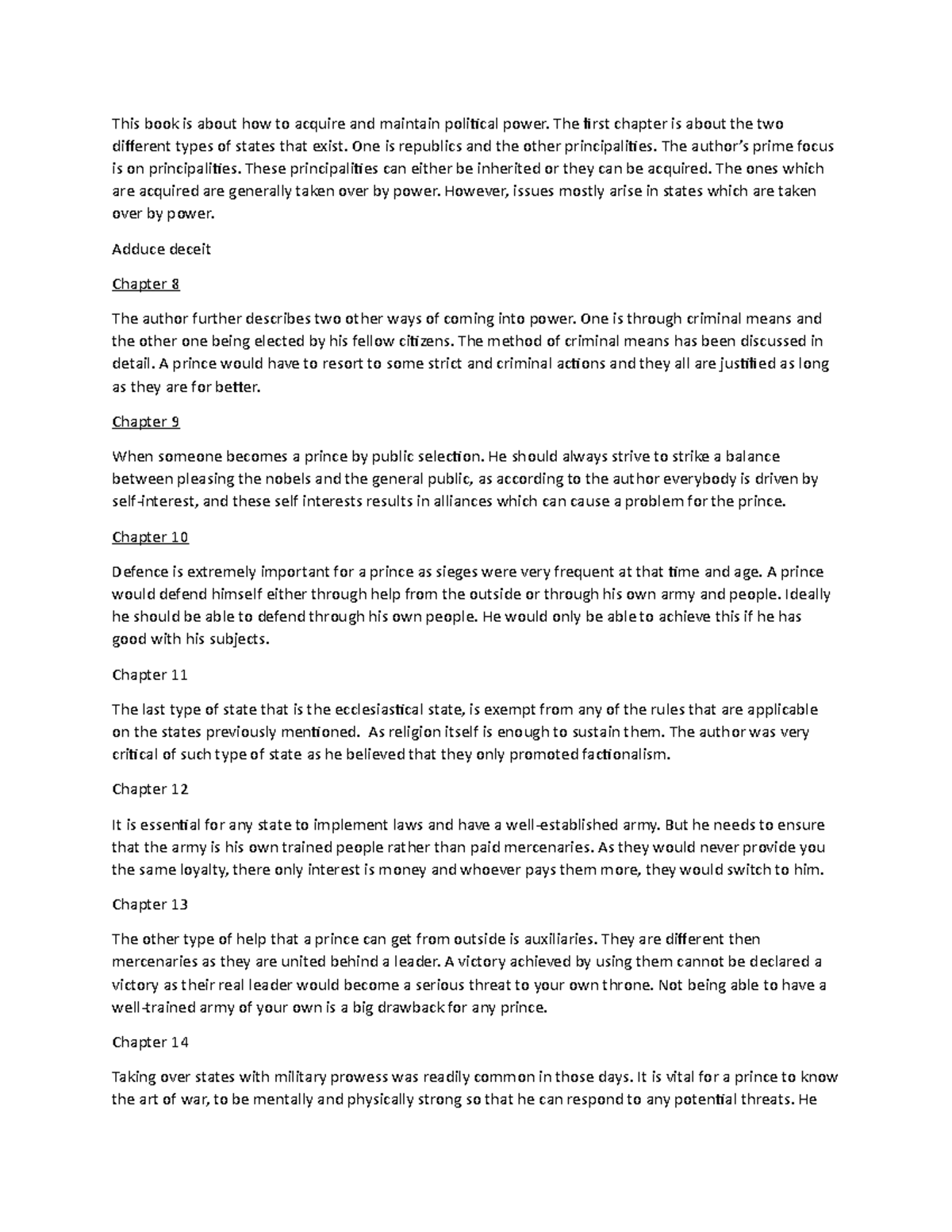 The prince executive summary - This book is about how to acquire and ...