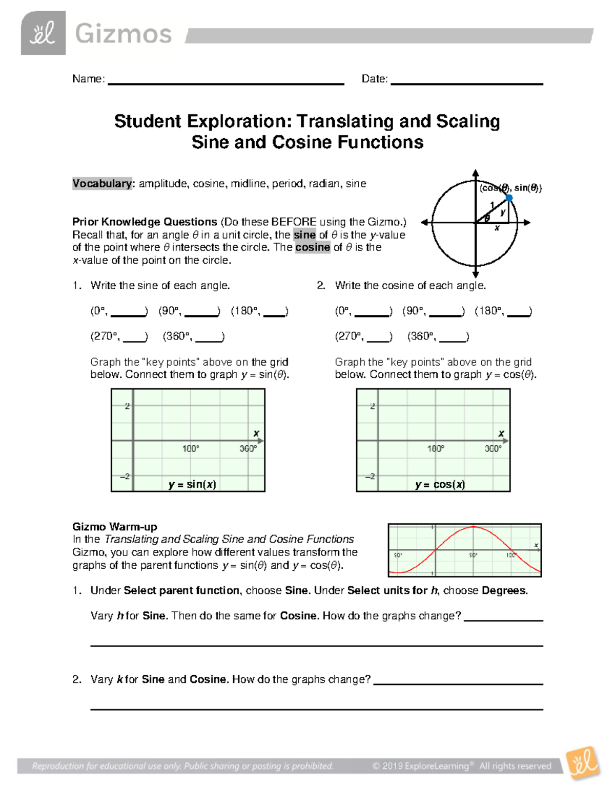 Trans Scale Sin Cos SE-210621-160403 - Name: Date: Student Exploration: Translating and Scaling ...