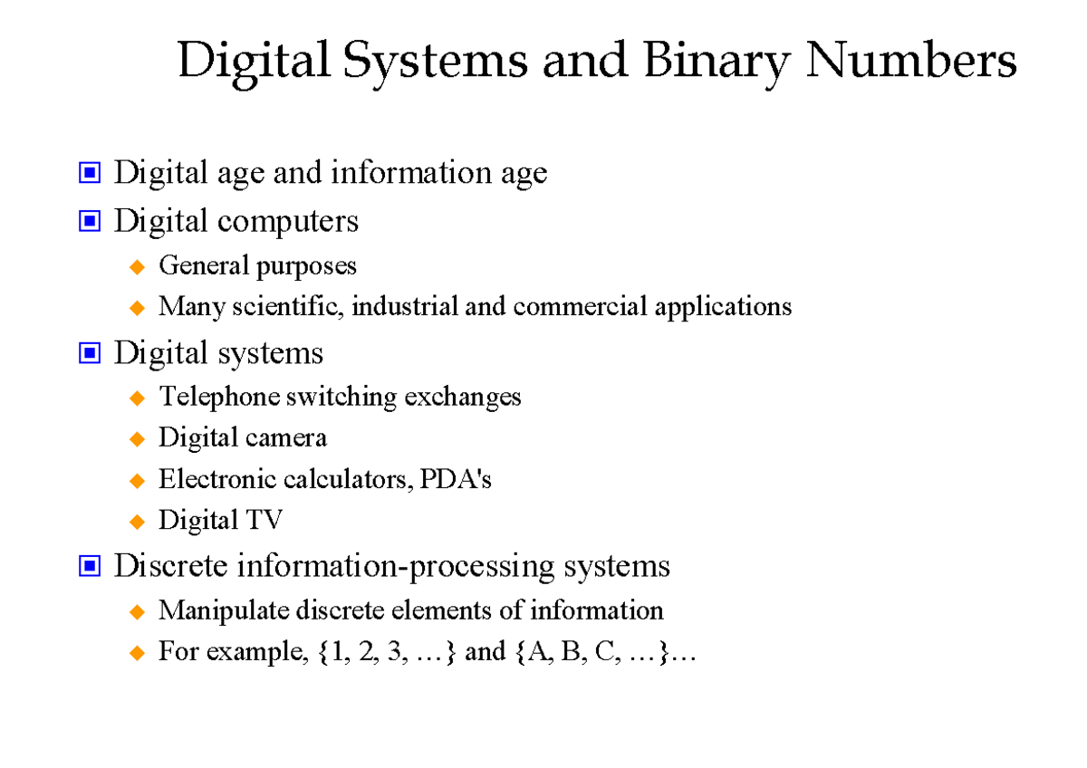 Lec1 ee203 11 - good - Digital Systems and Binary Numbers Digital age ...