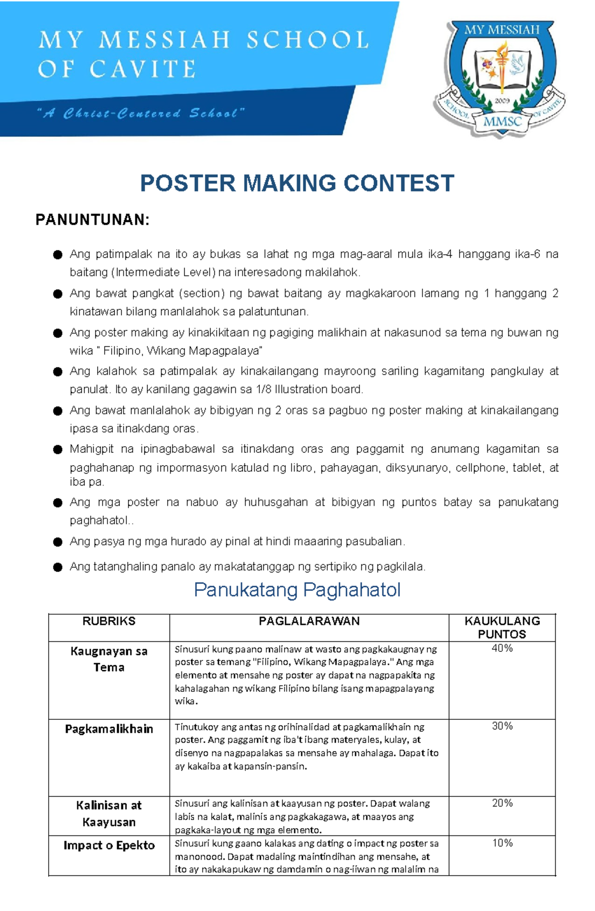 FIL-AP WEEK (Poster-Oration) - POSTER MAKING CONTEST PANUNTUNAN: Ang ...