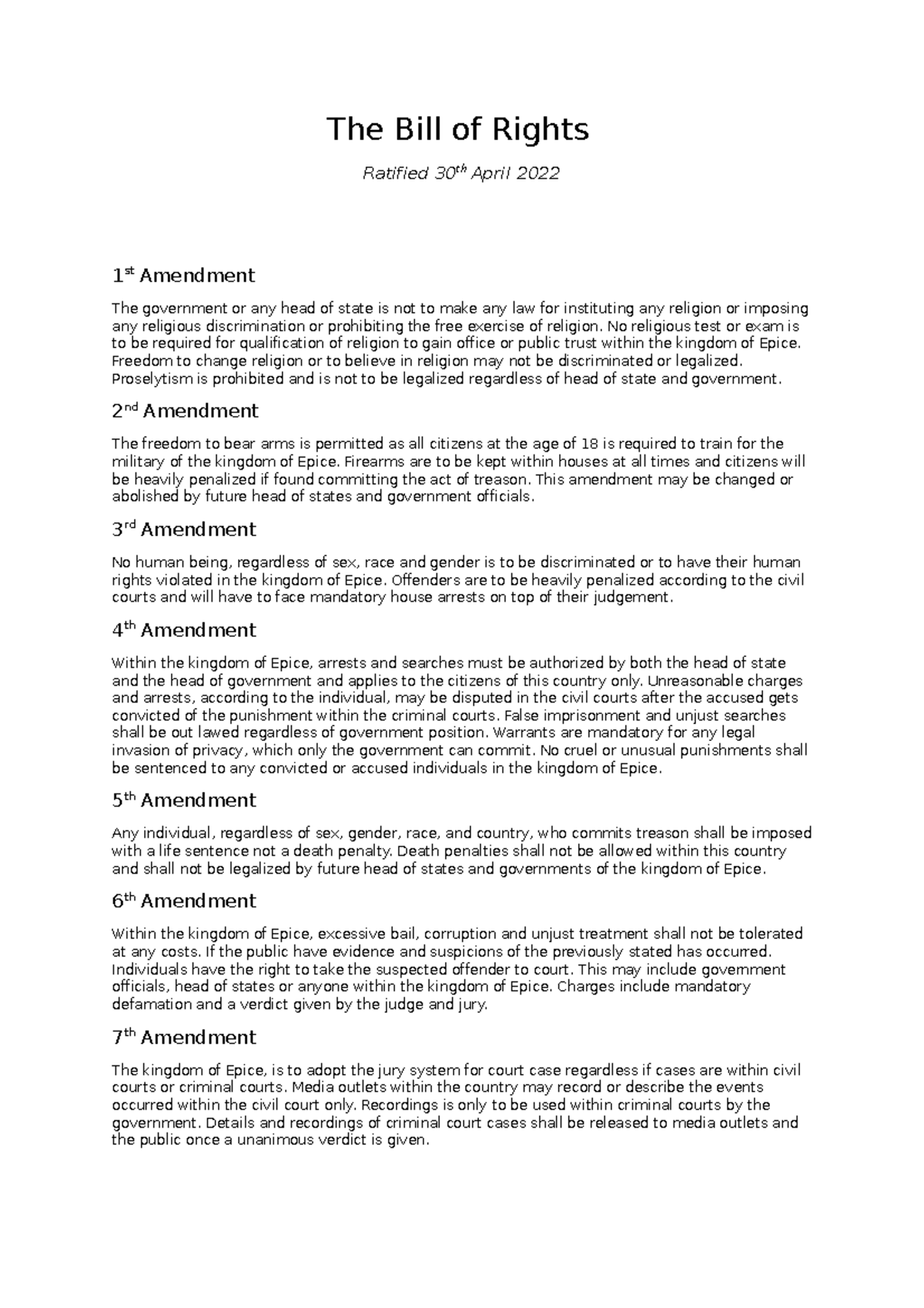 Bill of Rights - Epice - The Bill of Rights Ratified 30th April 2022 1 ...