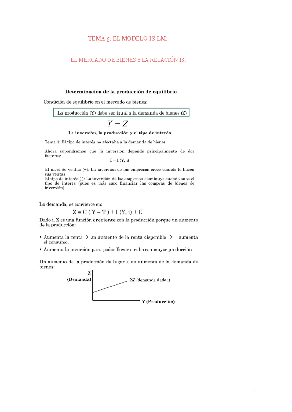 TEMA 5: EL Modelo IS-LM - Apuntes - Introduccion a la macroeconomia ...