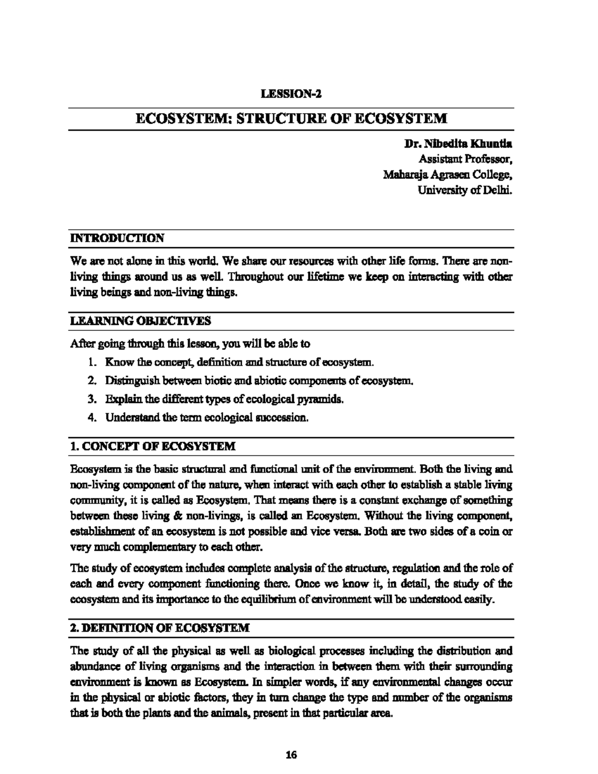 Unit 2 EVS Ecosystem - Ability Enhancement Course - Studocu