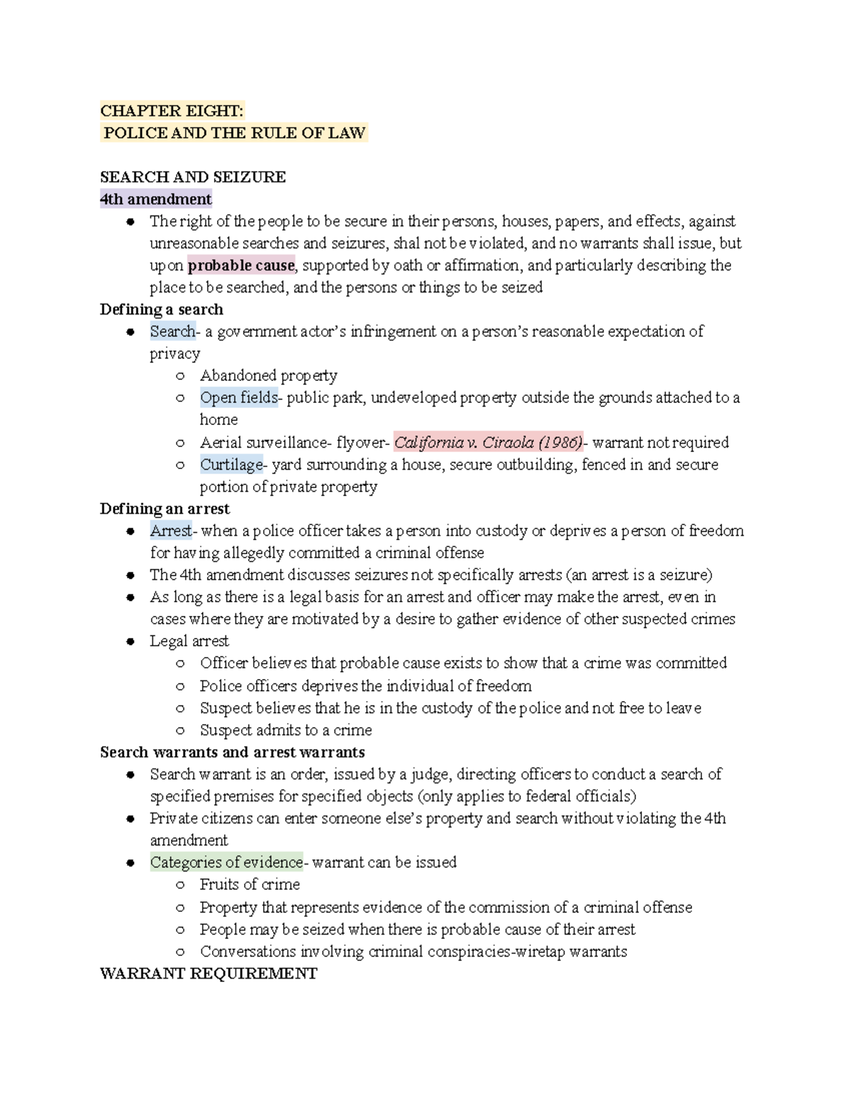 Criminal Justice Ch - CHAPTER EIGHT: POLICE AND THE RULE OF LAW SEARCH ...