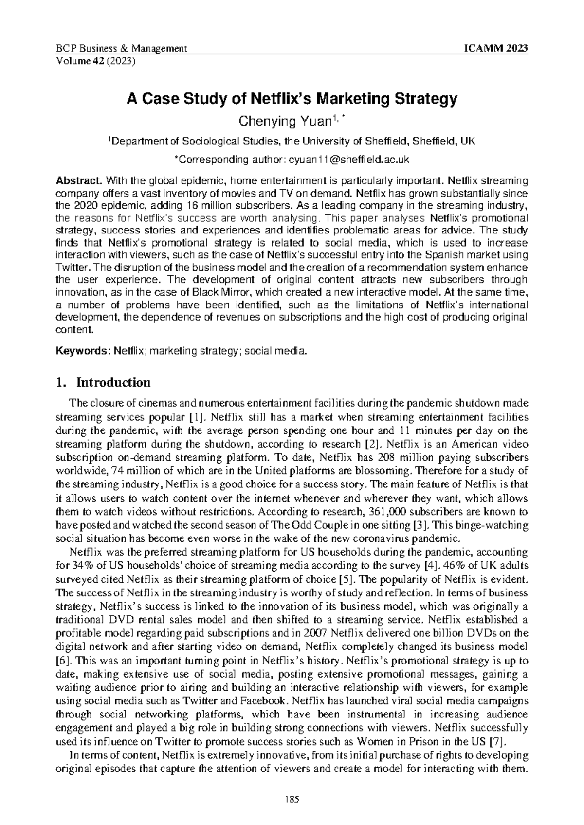 SWOT Analysis & Netflix Case Study - Volume 42 (202 3 ) A Case Study of ...