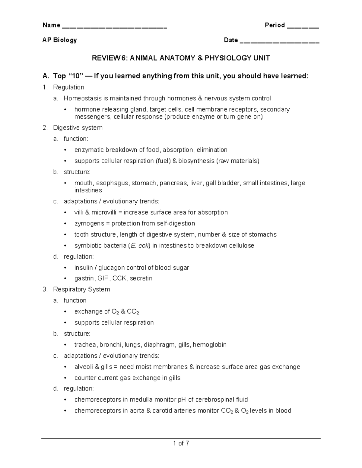 6-Animal Aand PReview - lectures notes - Name ...