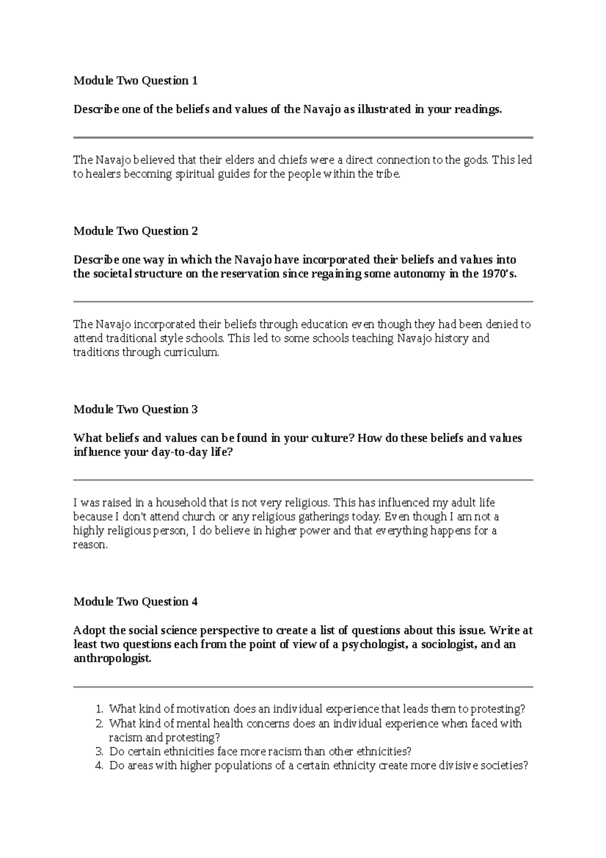 Lillie Brown SCS 200 Applied Social Sciences-2 - Module Two Question 1 ...