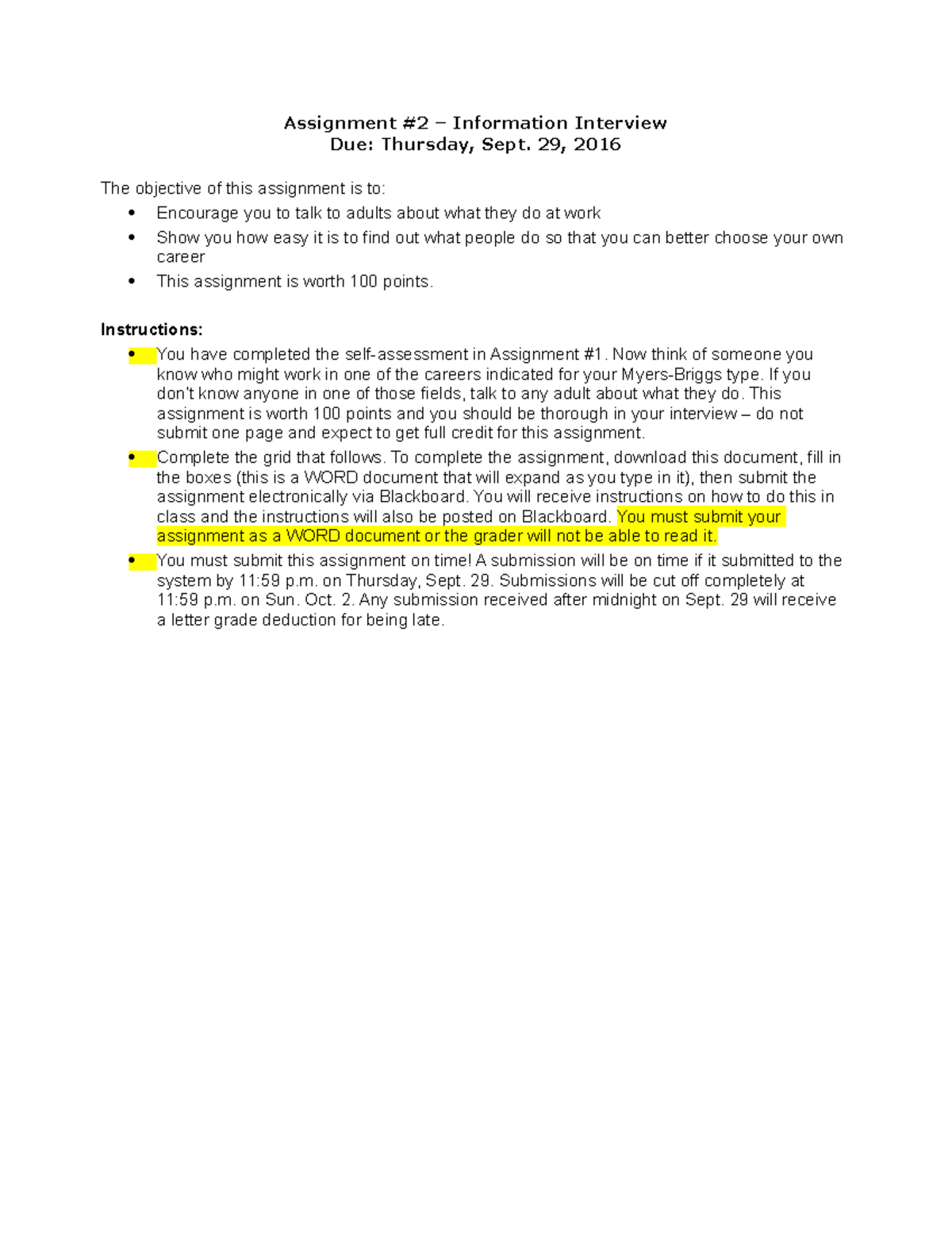 #2 Information Interview Assignment - Assignment #2 – Information ...