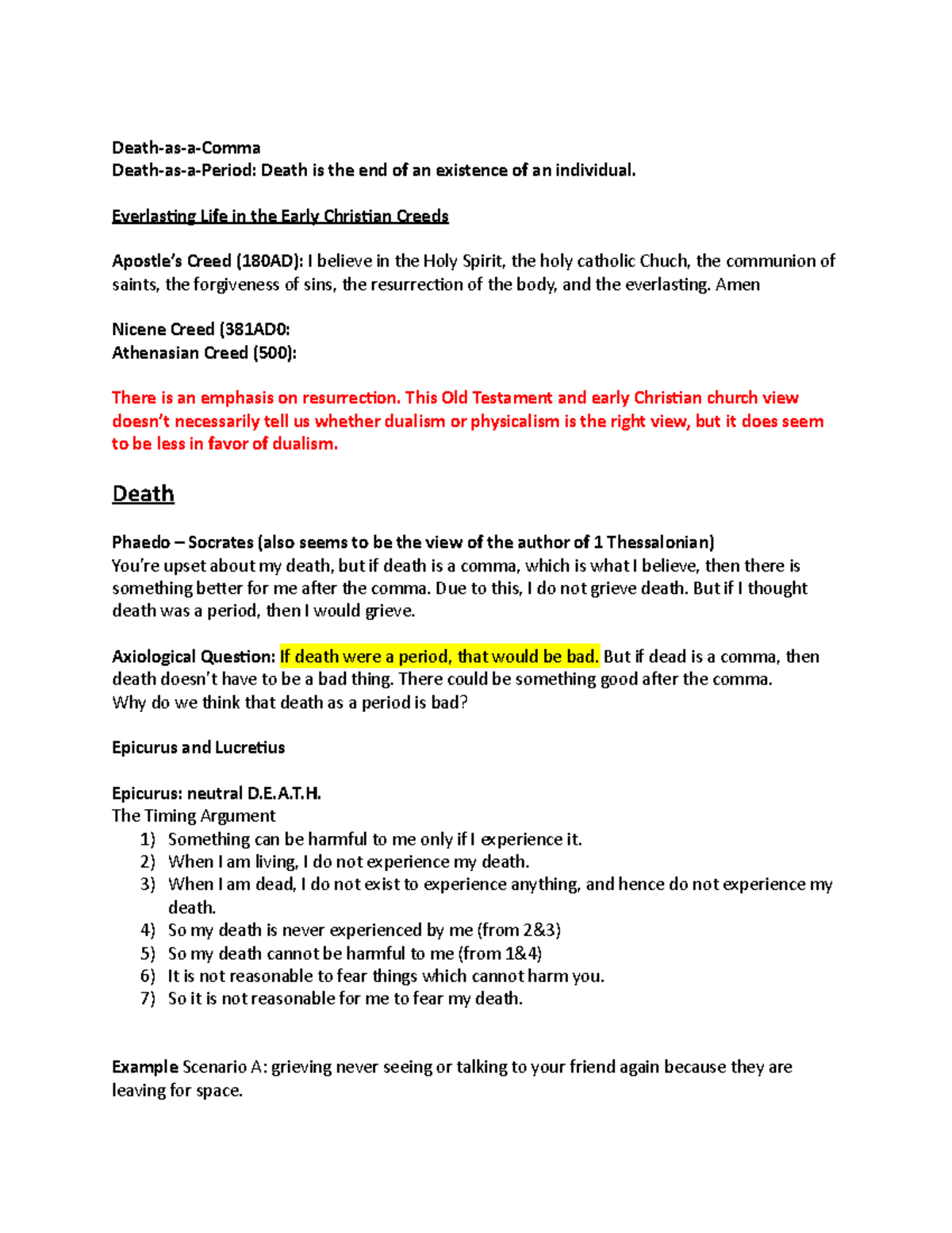 Philosophy - Death - PHI 2010-01C - EFSC - Studocu