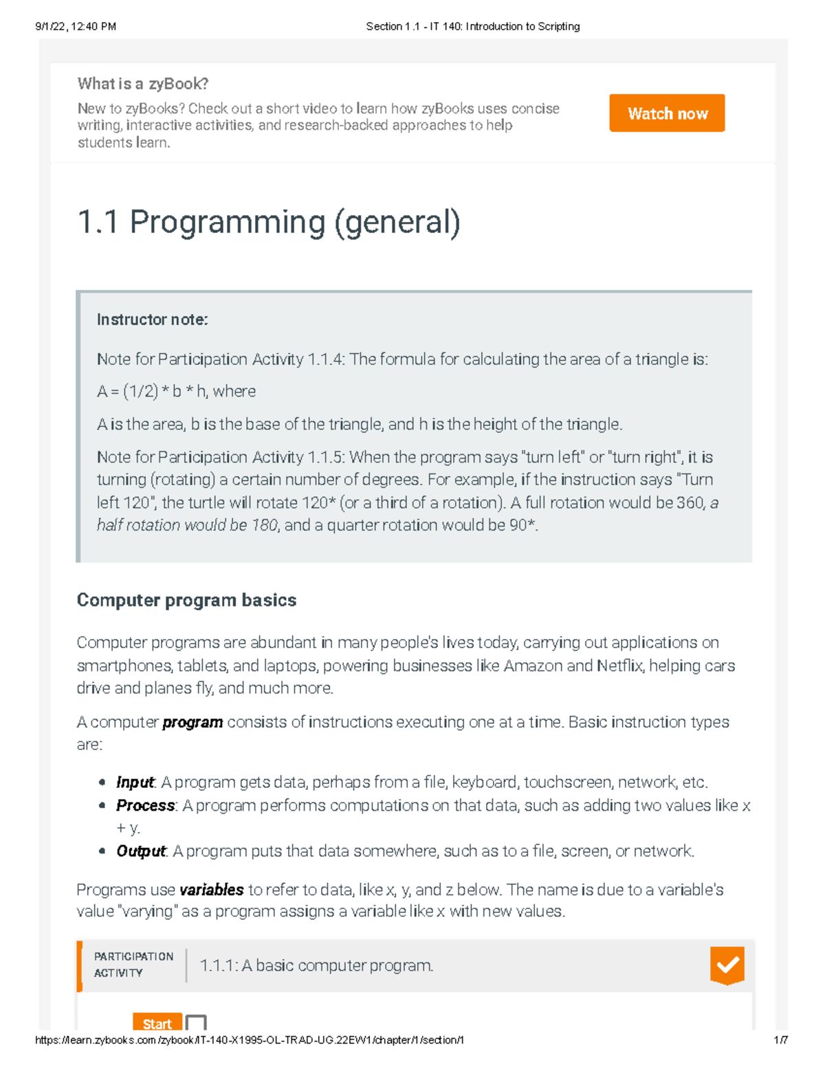 1.1 Programming (general) - What is a zyBook? New to zyBooks? Check out a short video to learn ...