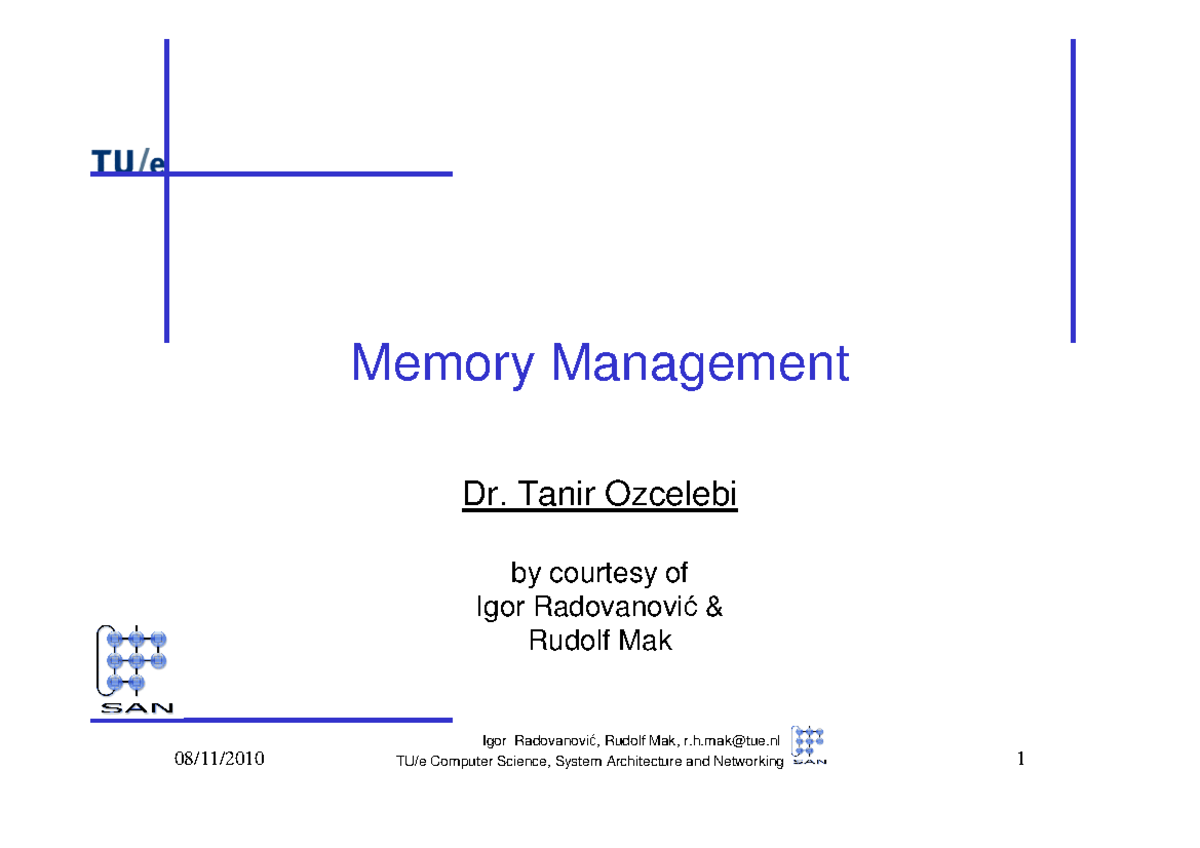 Mm 2010 part1 - Memory Management 08/11/ TU/e Computer Science, System ...