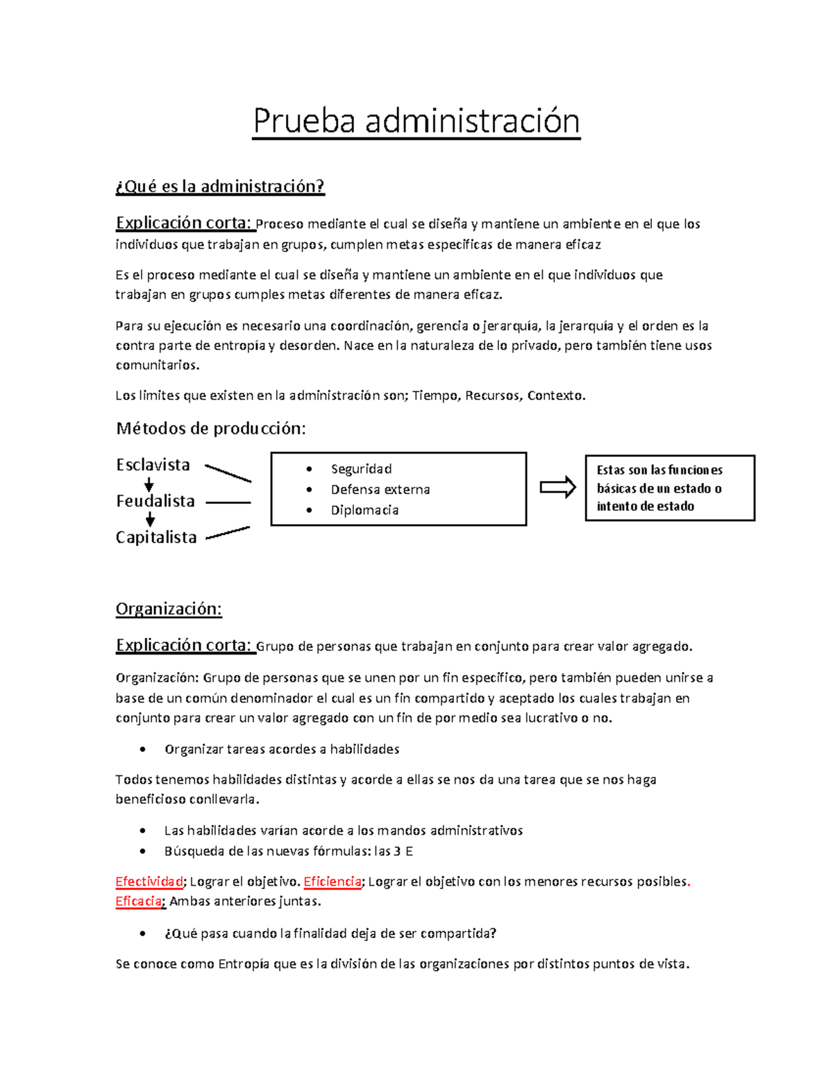 Prueba administración - Prueba administración ¿Qué es la administración? Explicación corta ...