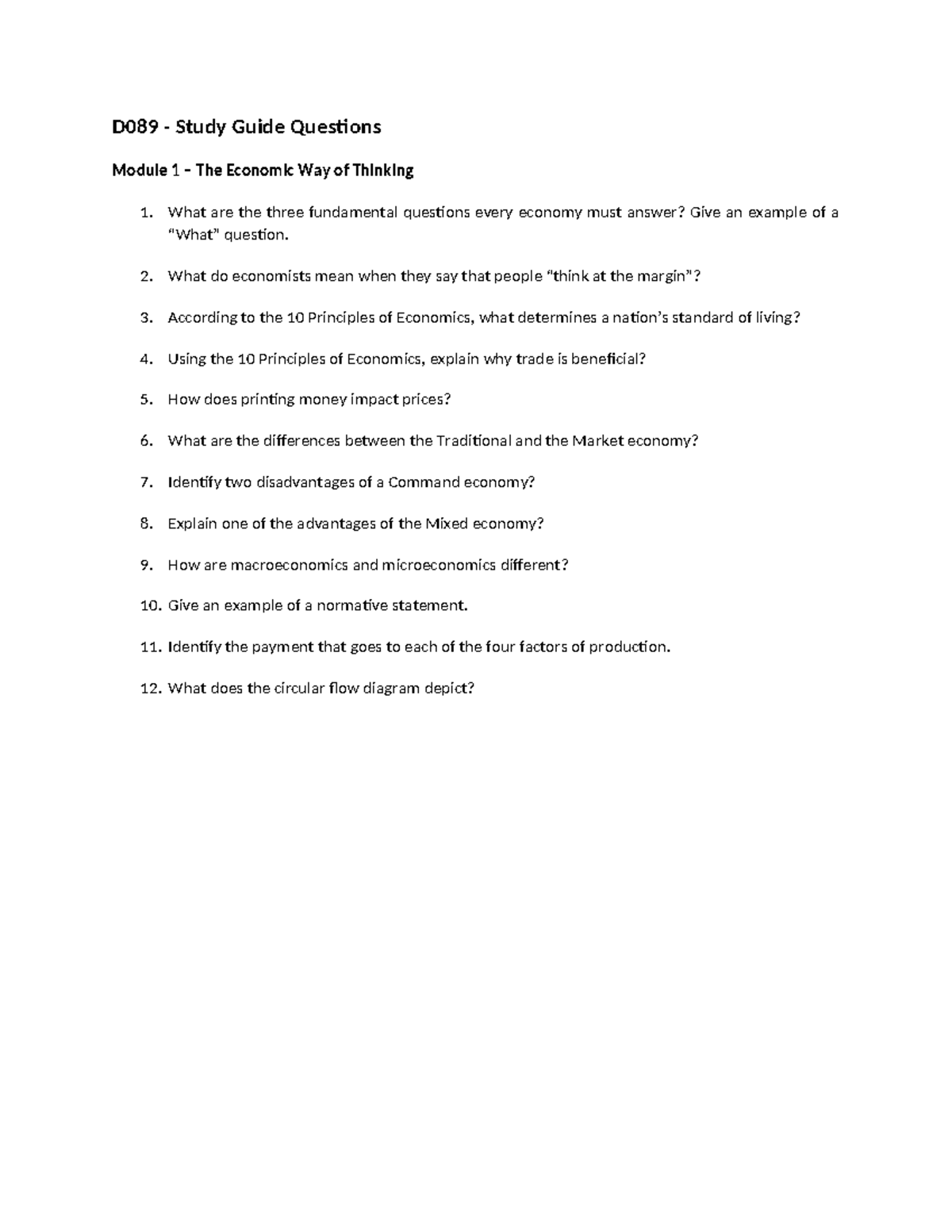 D089 Study Guide Questions - D089 - Study Guide Questions Module 1 ...
