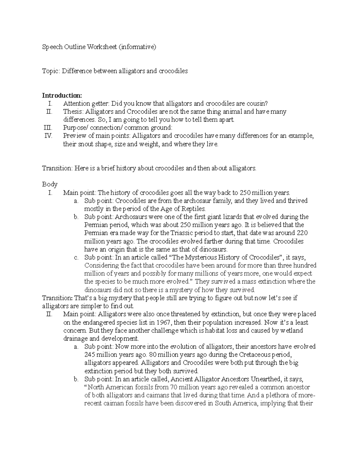 Communication outline - Speech Outline Worksheet (informative) Topic ...
