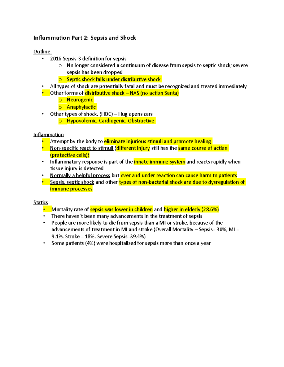 Inflammation Part 2 - Lecture notes for Patho - Inflammation Part 2 ...