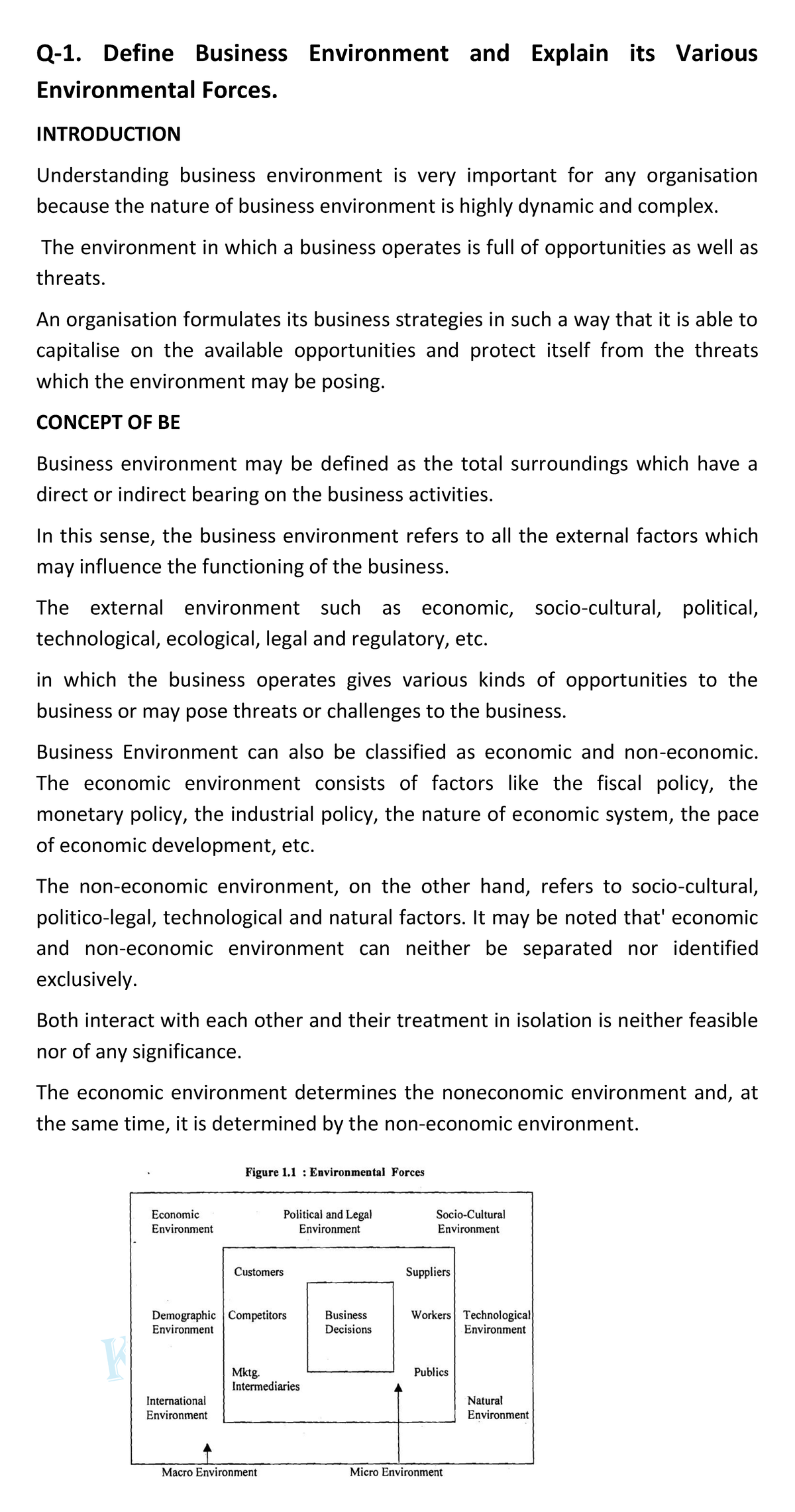 Business Environment - Q-1. Define Business Environment and Explain its ...