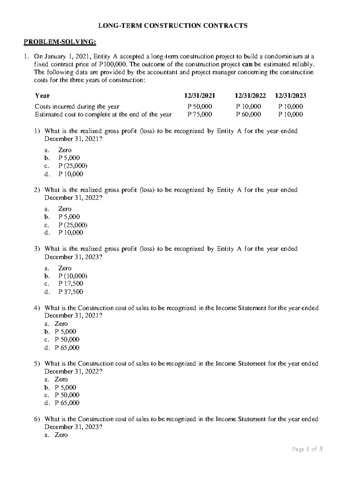 REV Long Term Construction Contracts - Page 1 of 3 LONG-TERM CONSTRUCTION CONTRACTS PROBLEM ...