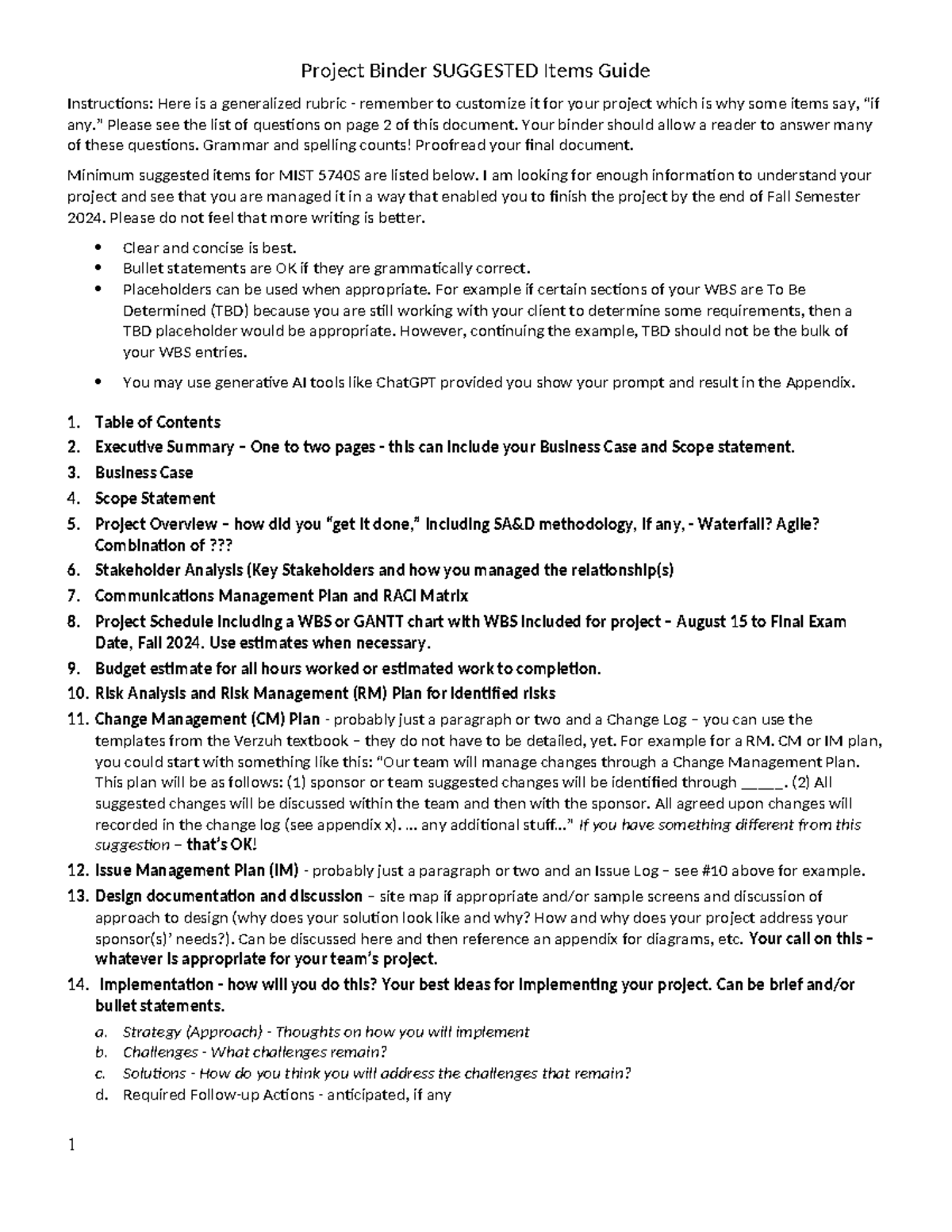 2024 5740 Project Binder Suggested Items Guide V2 - Project Binder ...