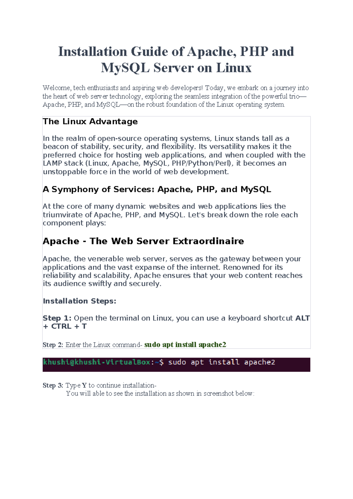 Installation Guide of Apache - The Linux Advantage In the realm of open ...