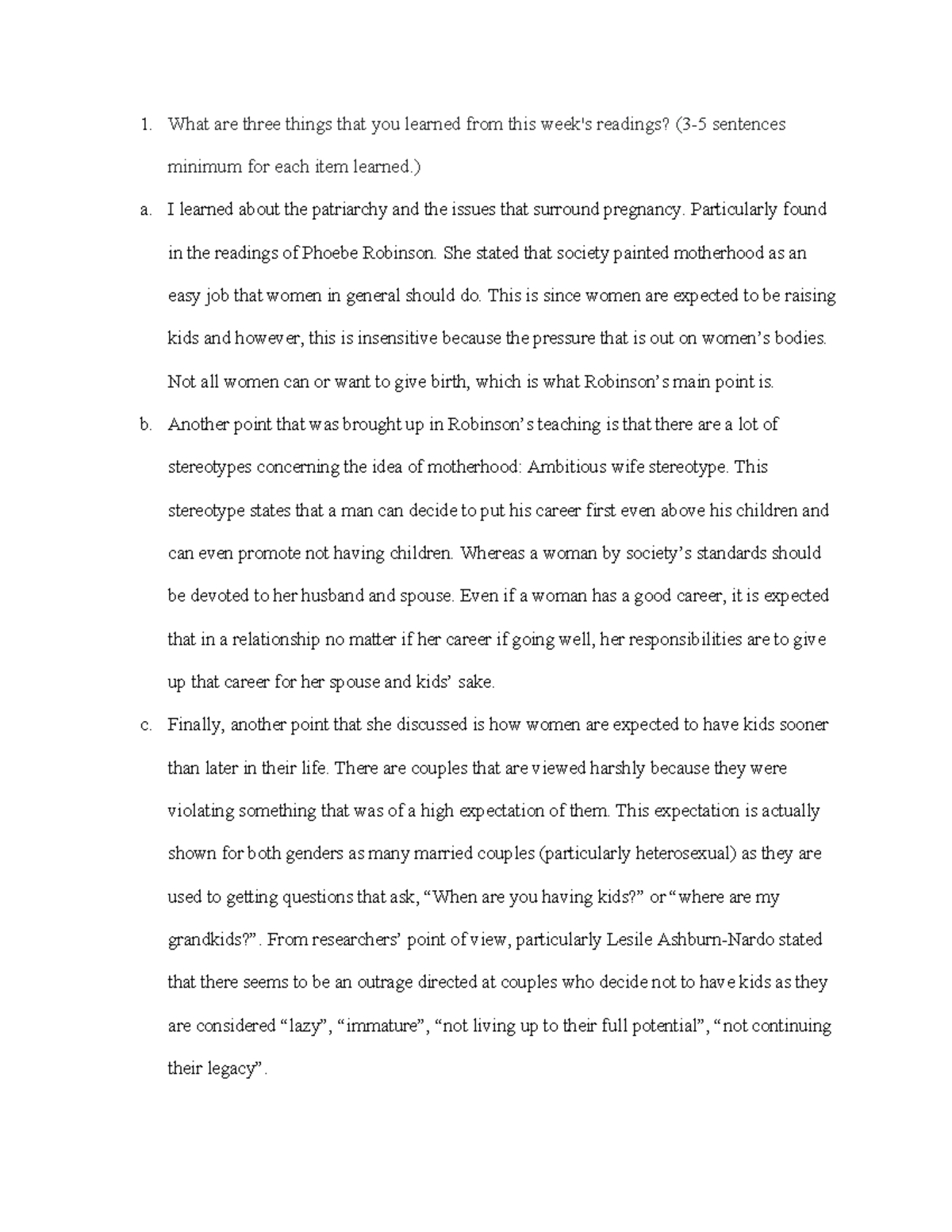 3-2-1 Content Knowledge Activity Week 2 - What are three things that ...