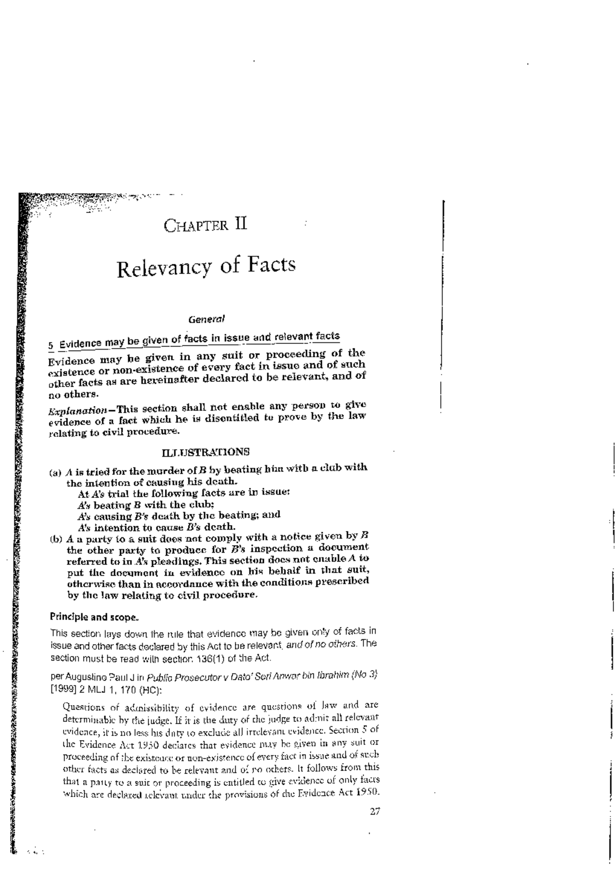 Chapter 2 - Relevancy of Facts - Business Administration - Studocu