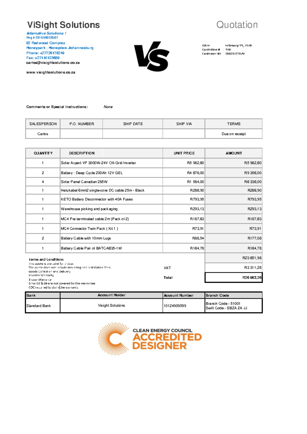 Quotation 14022020 - practice materials - Quotation SALESPERSON P ...