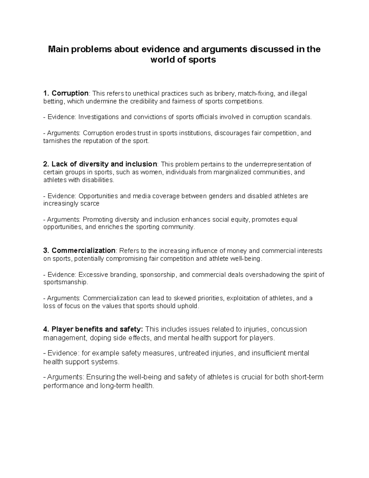 Speaking task G2 - 12345 - Main problems about evidence and arguments ...