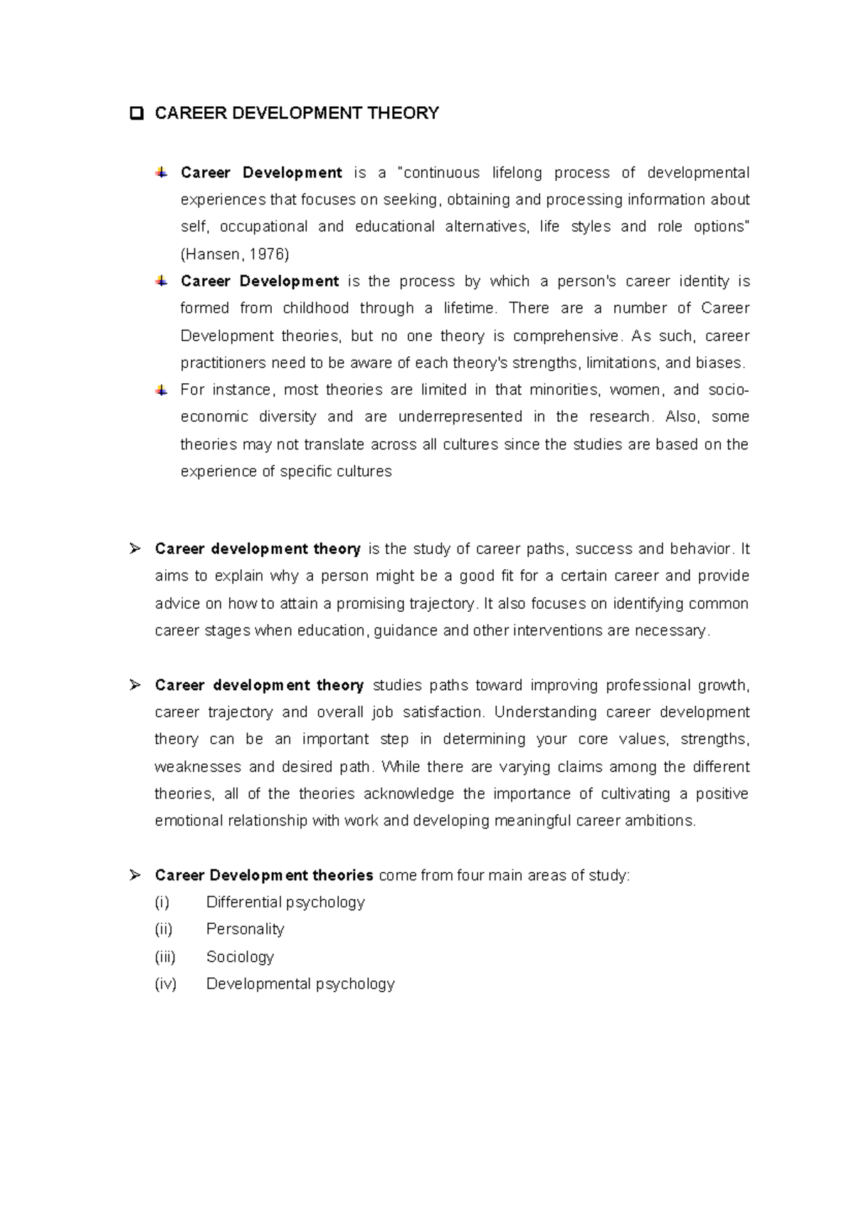 Career Development Theory - CAREER DEVELOPMENT THEORY Career ...