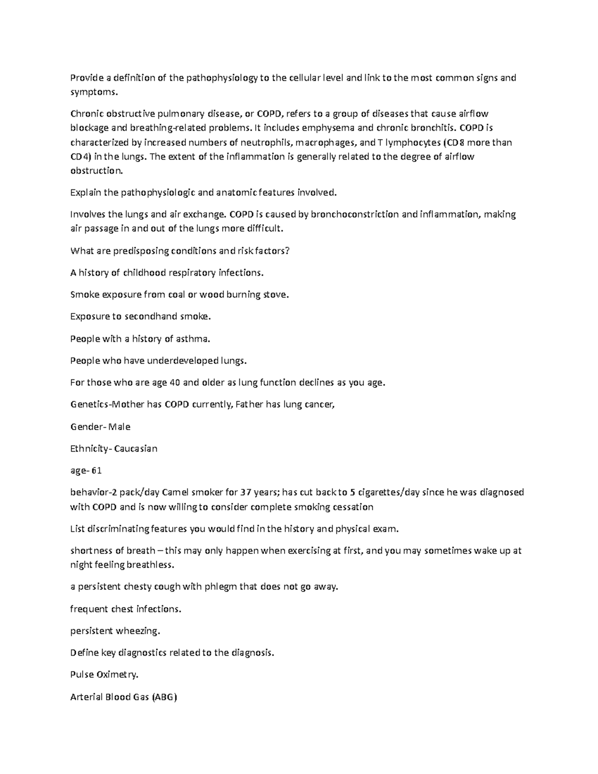 Case study 4-1 - 100 Case Studies in Pathophysiology Harold Bruyere ...