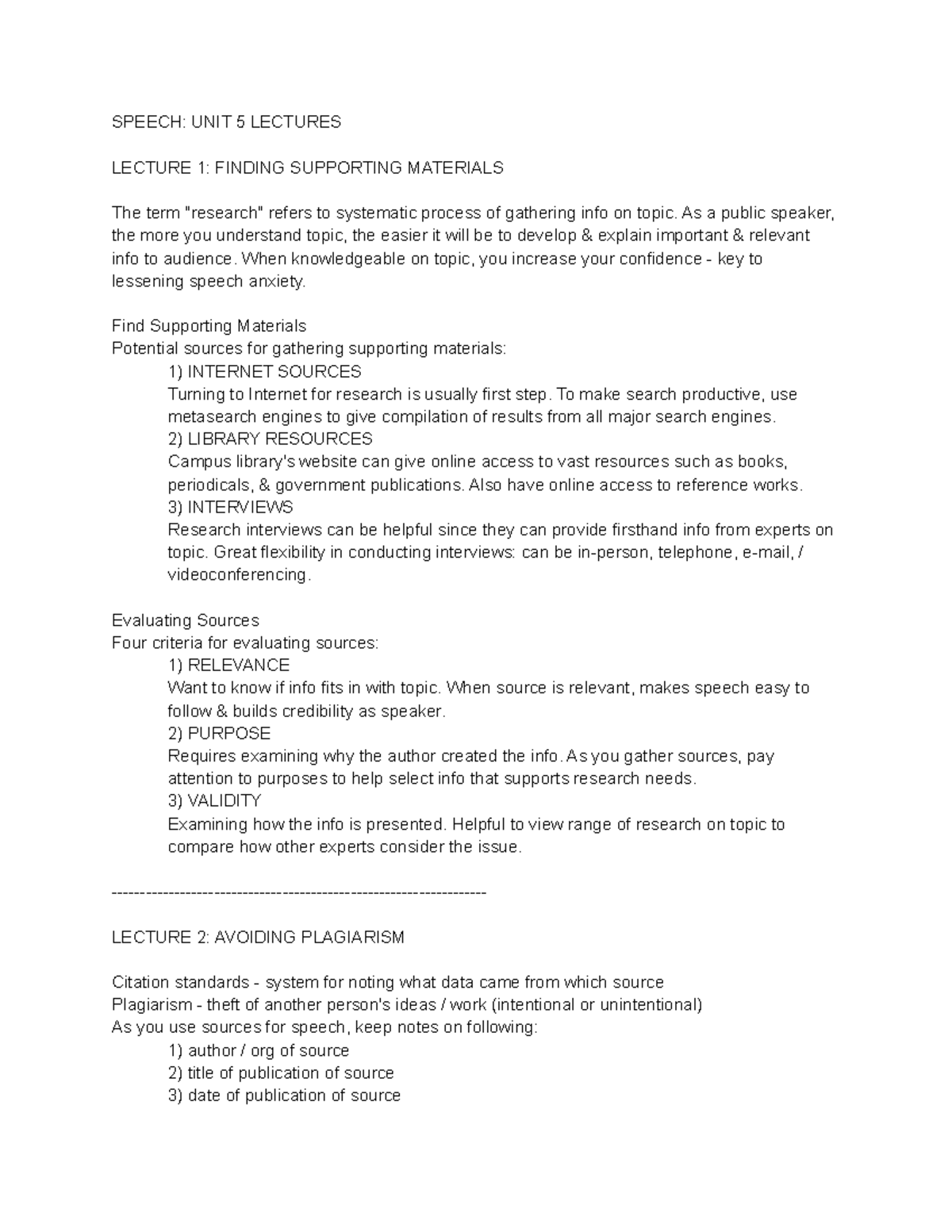 Speech UNIT 5 Lectures - Unit 5 lecture notes for Professor Sweeting's ...