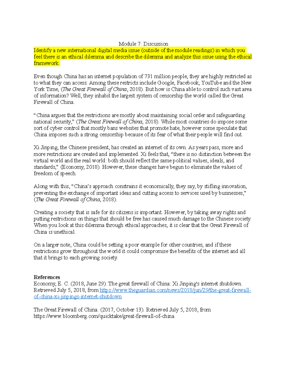 ICM 552 - Module 7 Discussion - International Digital Media - Module 7 ...