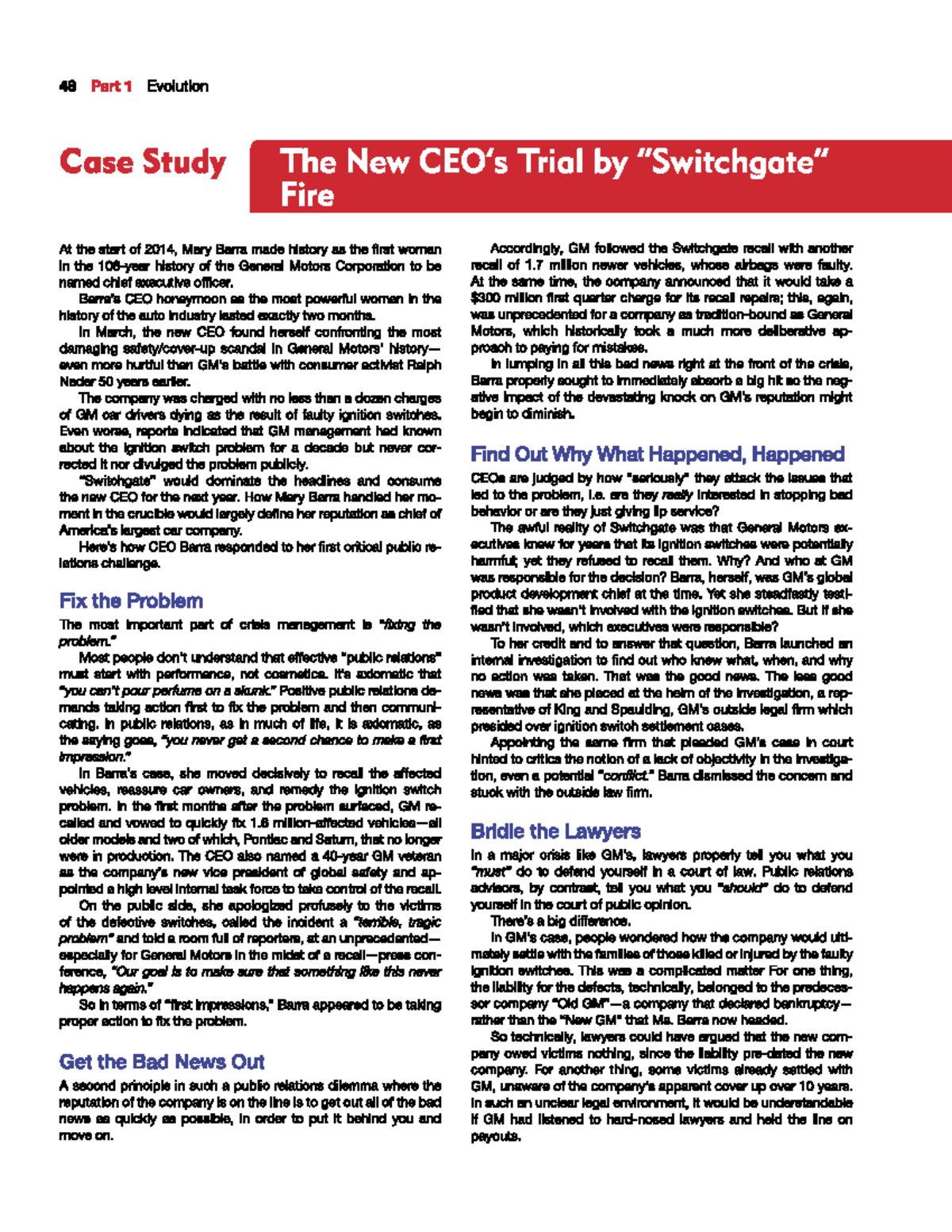 Case Study The New CEO Trial by Switchgate Fire - principle of ...