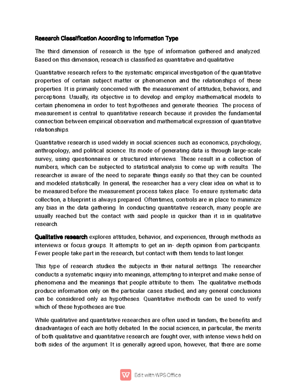 Research Classification According to Information Type - Based on this ...