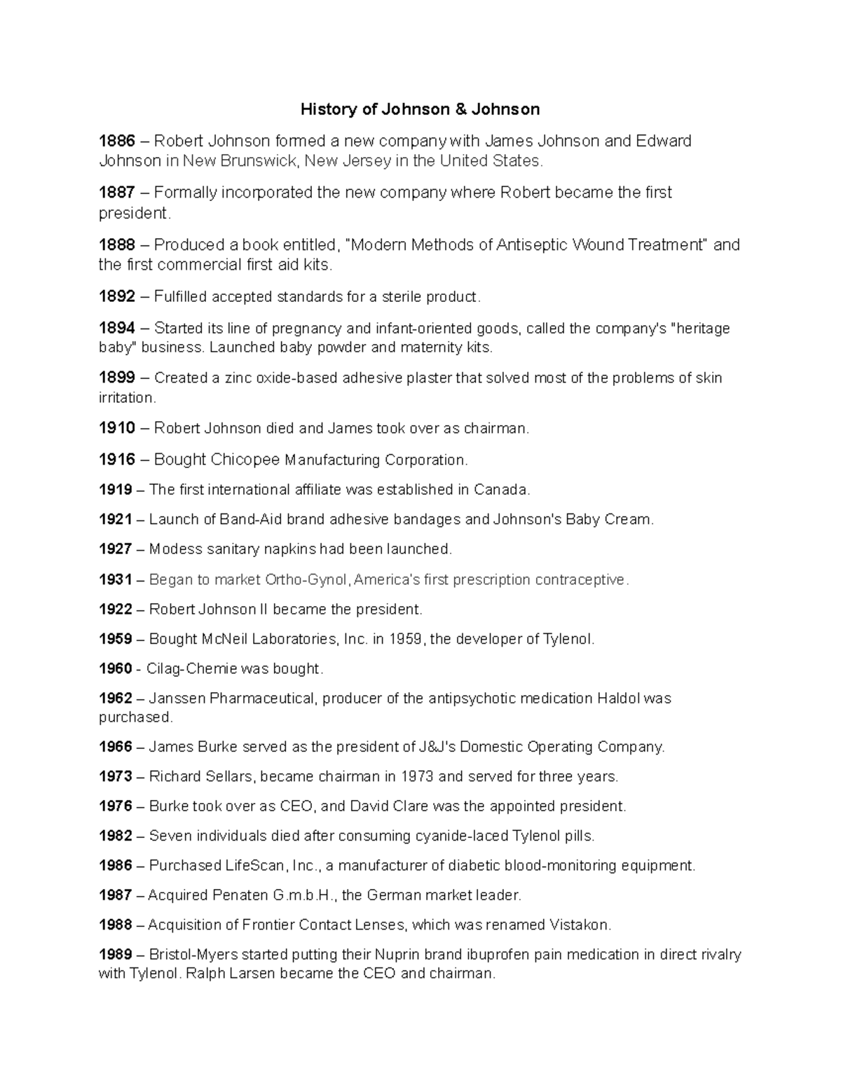 History of Johnson - 1887 – Formally incorporated the new company where ...