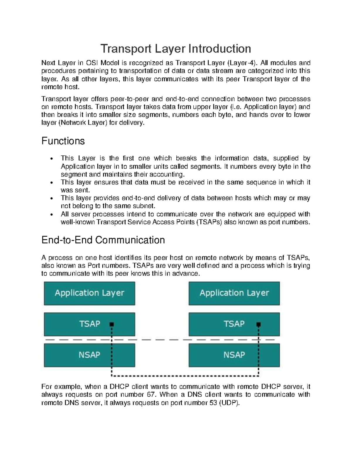 Unit 2 acn - Unit 2 acn - Transport Layer Introduction Next Layer in ...