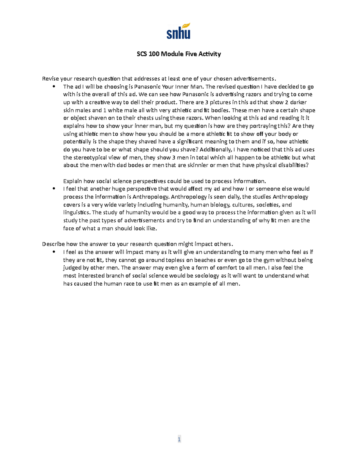 SCS 100 Module Five Activity Template - SCS 100 Module Five Activity ...