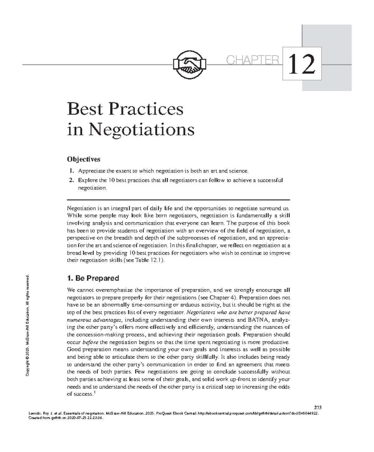 12 - lecture notes - 273 CHAPTER Best Practices in Negotiations ...