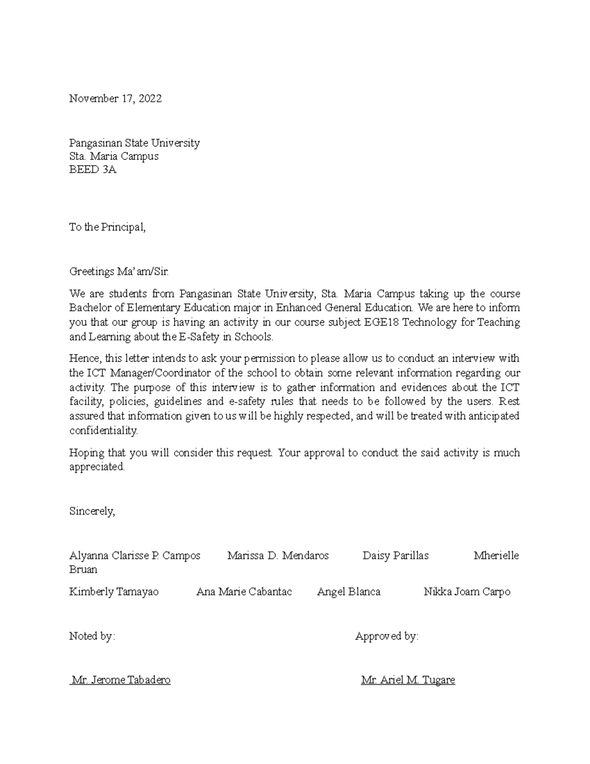 Letter of request - teaching multi grade - November 17, 2022 Pangasinan ...