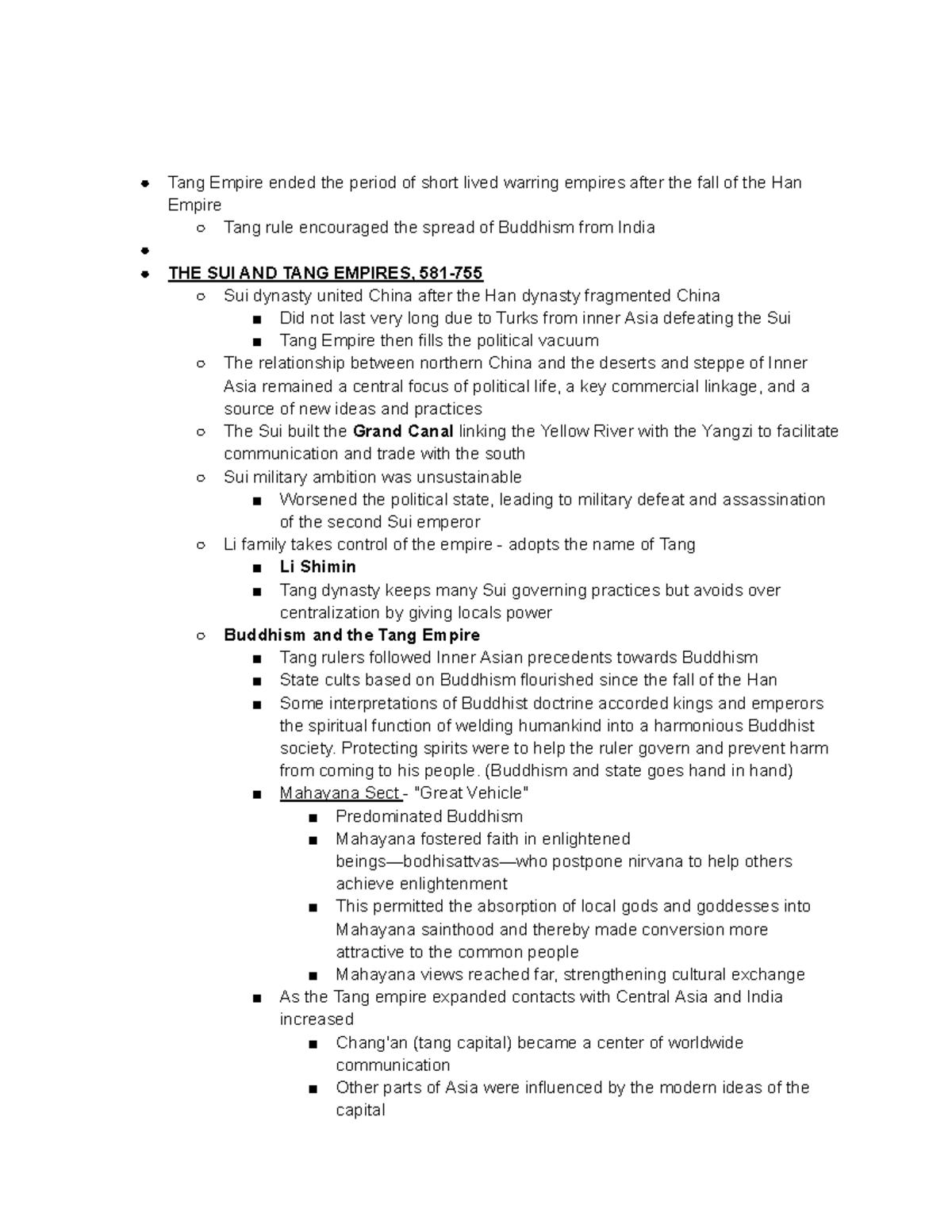 CHAPTER 10 : INNER AND EAST ASIA, 600 -1200 - Tang Empire ended the ...