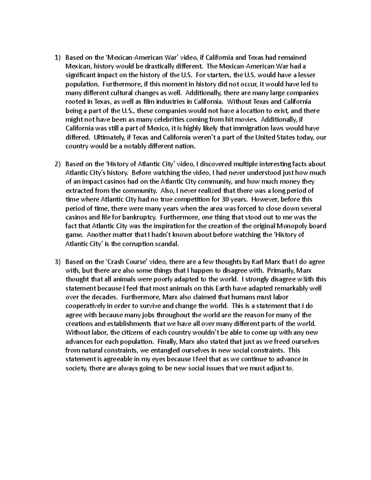 Social Science Discussion - Based on the ‘Mexican-American War’ video ...