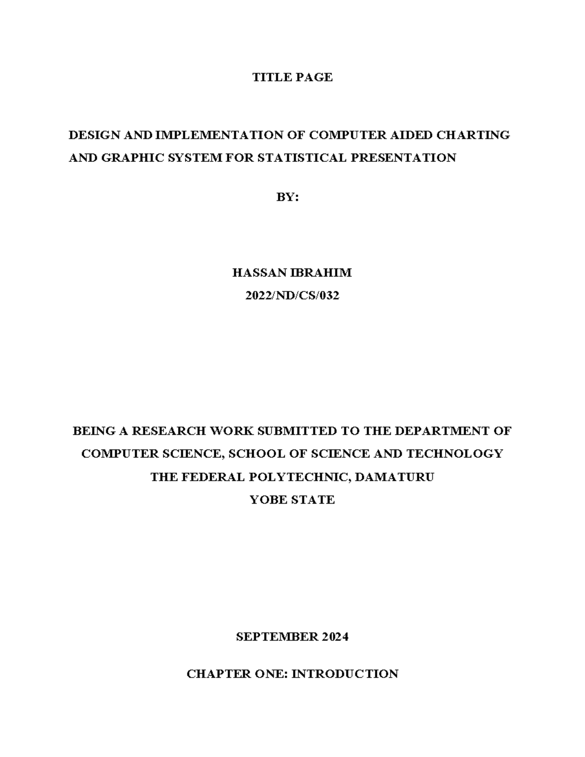 Computer Aided Charting AND Graphic System - TITLE PAGE DESIGN AND ...