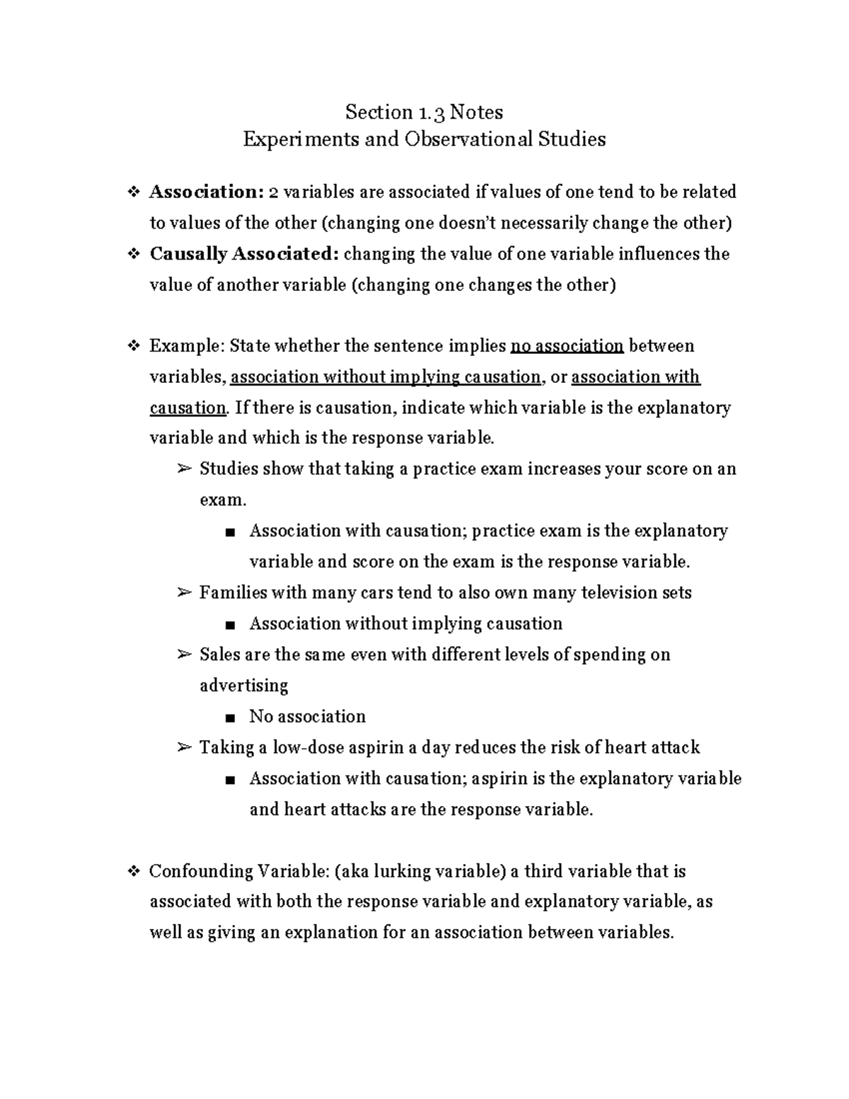 Math 116 1 3 Notes Section 1 Notes Experiments And Observational