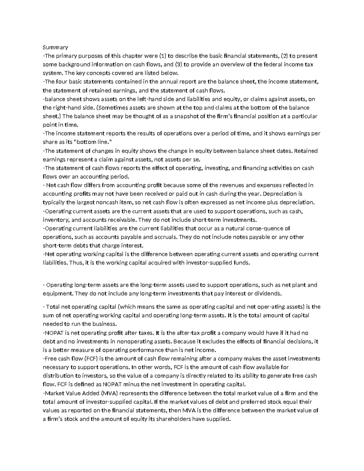 Mos 3310 chapter 2 notes - Summary -The primary purposes of this ...