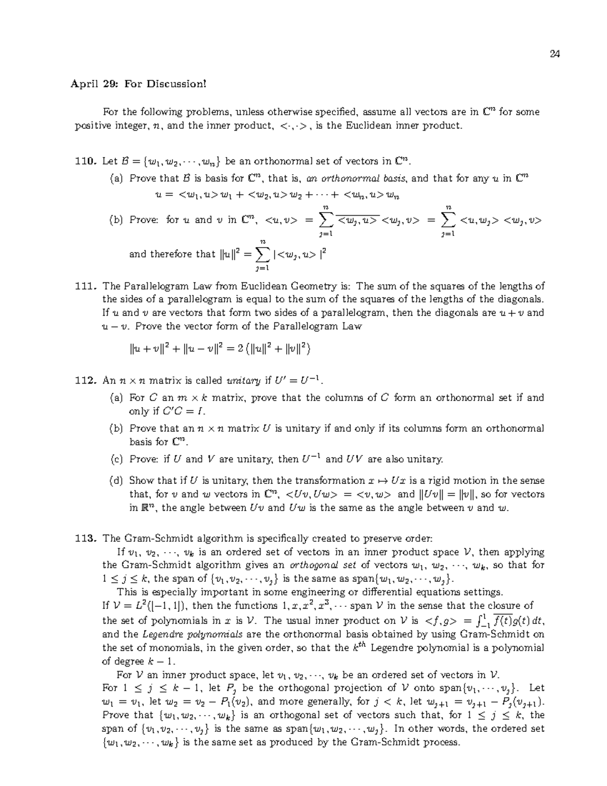 MATH 554 Prob 15 - Problem questions given in Class, Professor Carl ...