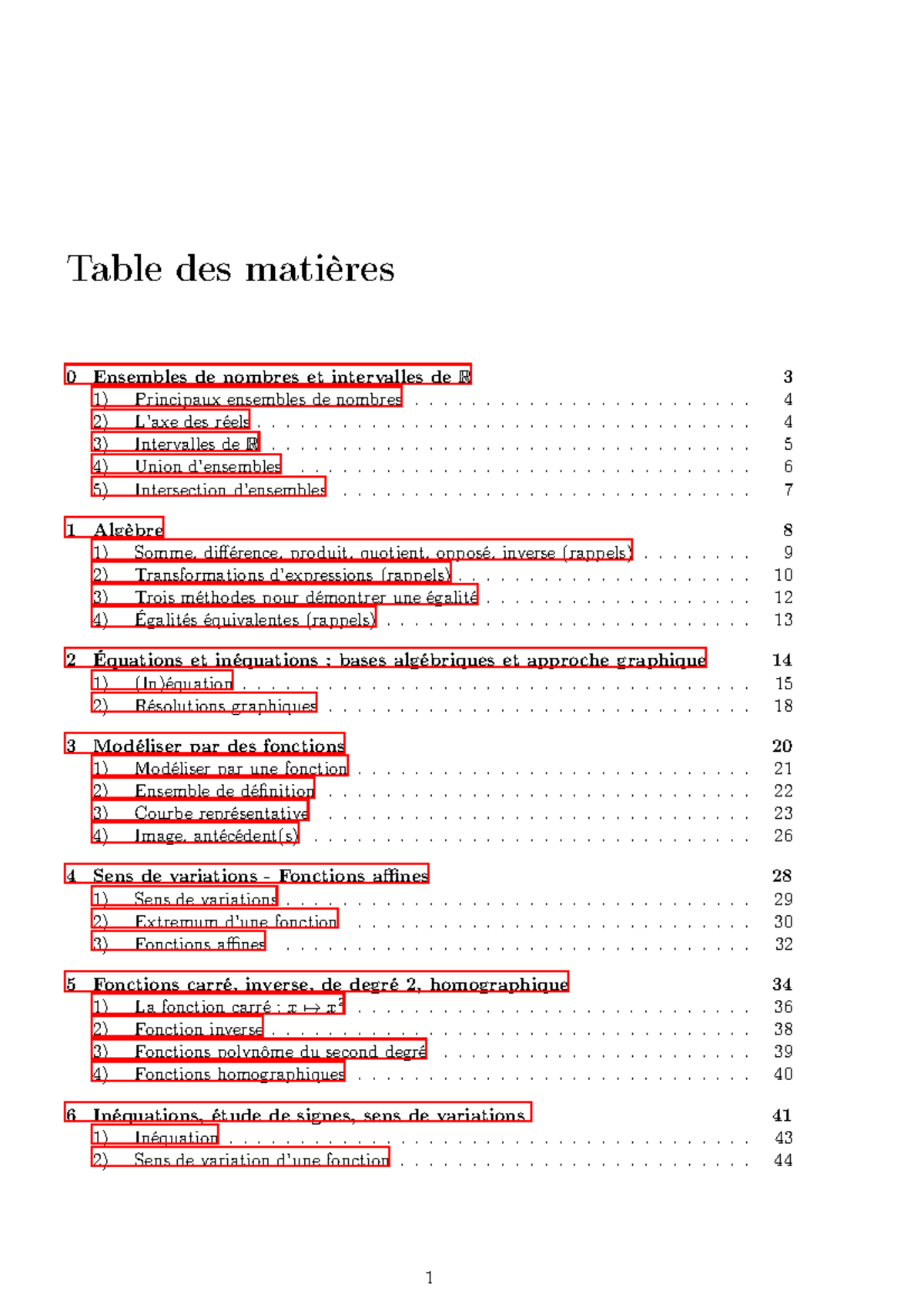 2nde MATHÉMATIQUES - Table des matières ...